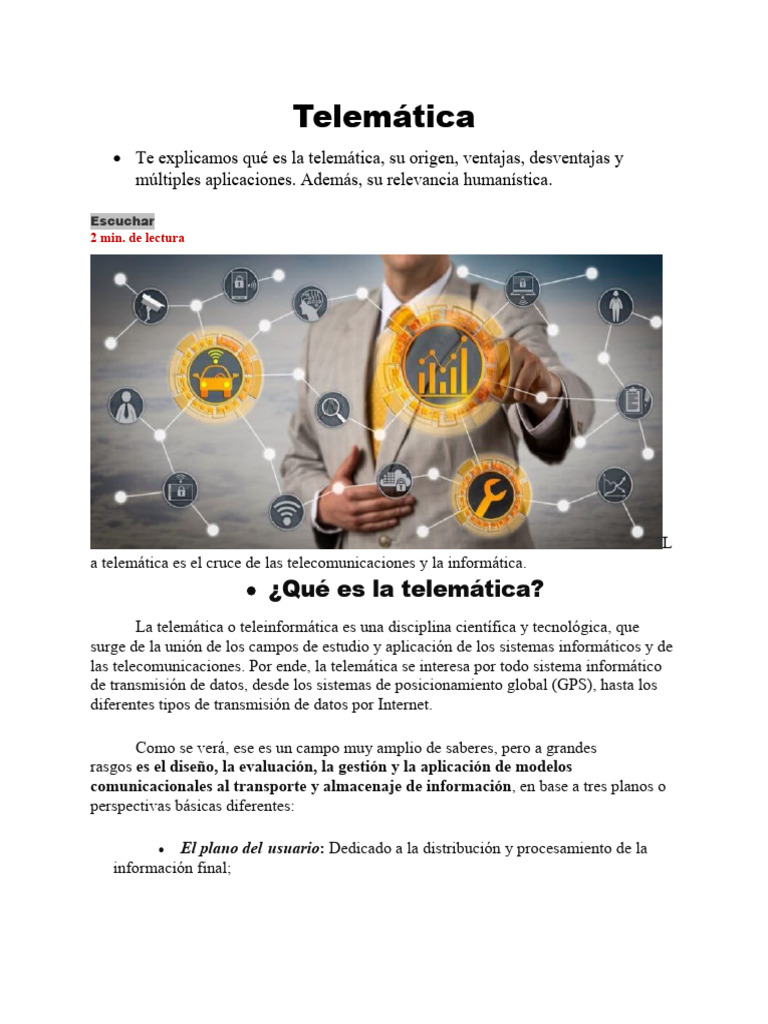 Telematica | PDF | Informática | Tecnologías de la información