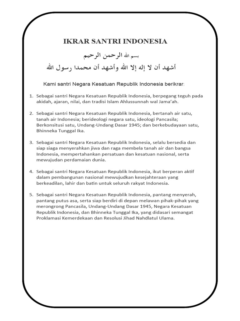 Ikrar Santri Indonesia | PDF