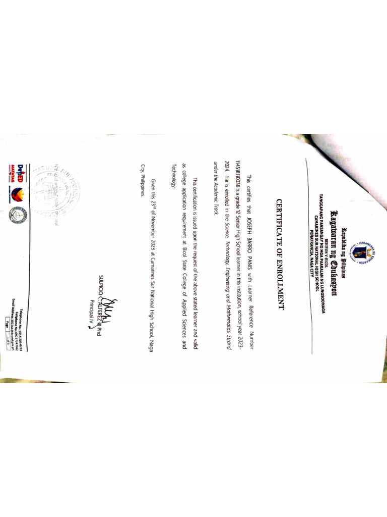 Certificate of enrollment (2) | PDF