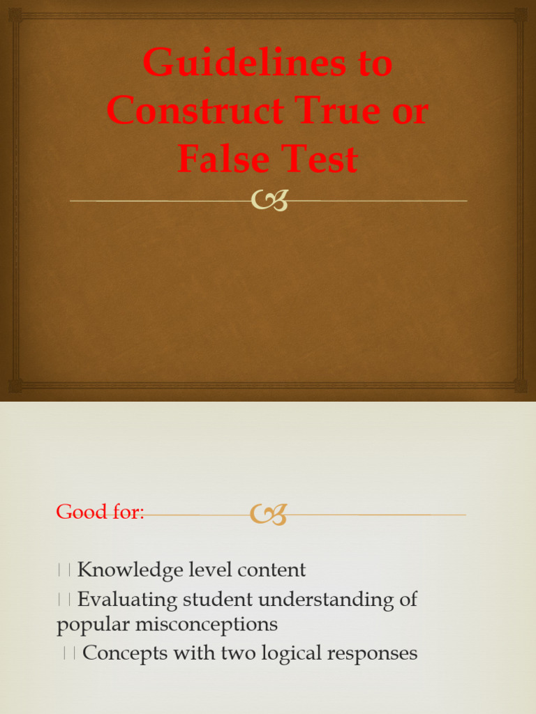 Guidelines in Constructing True or False Test | PDF