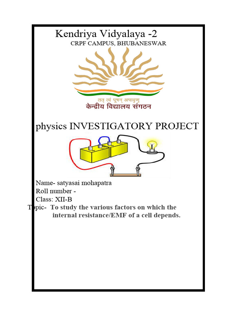 Physics Project: Cell Resistance Study | PDF