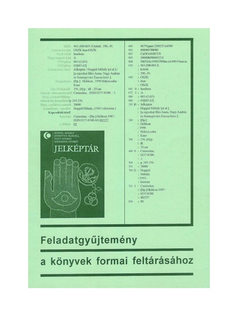 02 Feladatgyűjtemény A Könyvek Formai Feltárásához | PDF