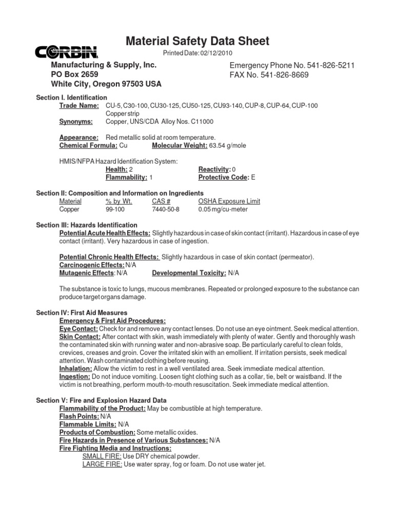 Msds Cu | PDF | Self-Improvement | Science & Mathematics