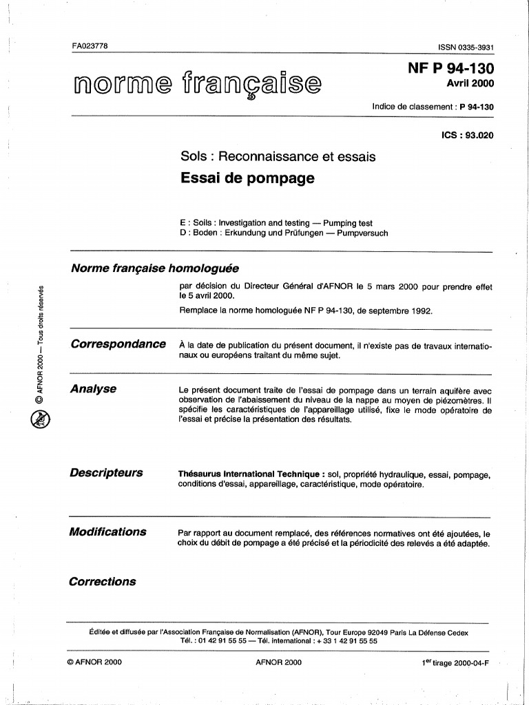 NF P 94-130 - Part1 | PDF