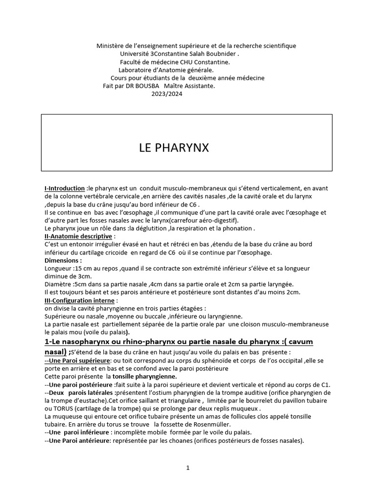 Anatomie du Pharynx et Espaces Associés | PDF | Nerf vague | Cou