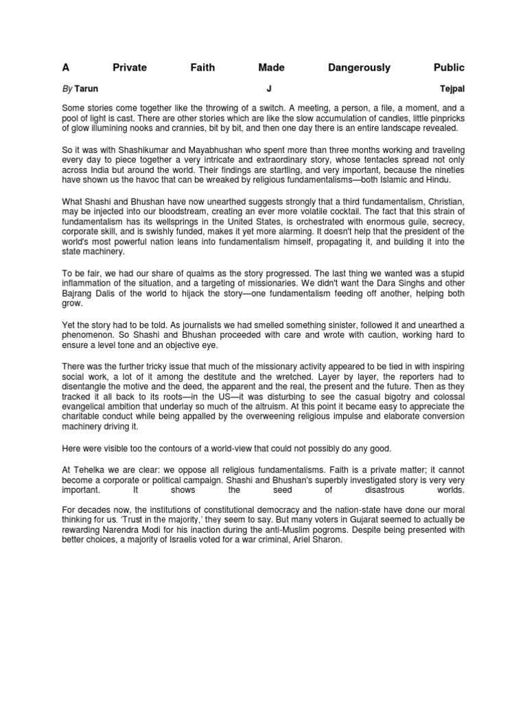 A Private Faith Made Dangerously Public | PDF | Christian Mission ...