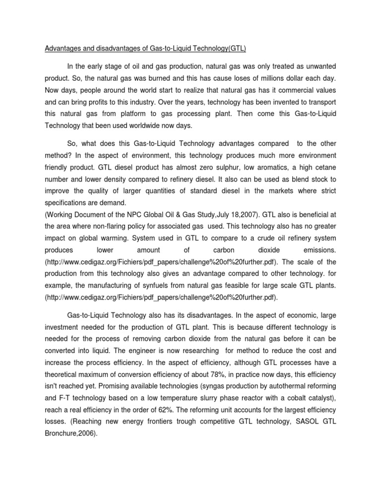 Advantages and Disadvantages of Gas | PDF | Gas To Liquids | Natural Gas