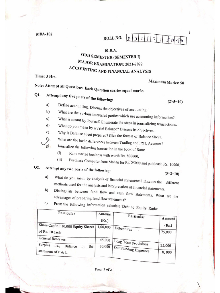 Major Examination Paper | PDF