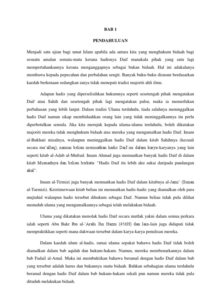 Amalan Hadis Dhaif Dalam Kalangan Umat Islam: Suatu Penilaian | PDF