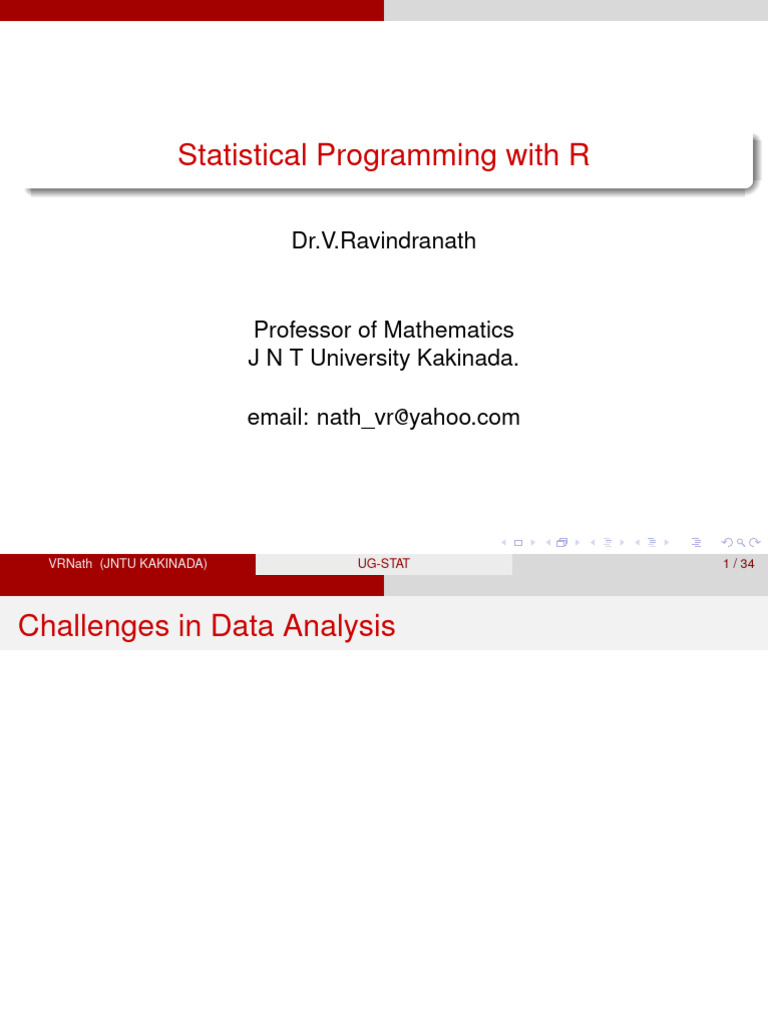 Prof. V. Ravindranath Lecture | Download Free PDF | R (Programming Language) | Command Line ...