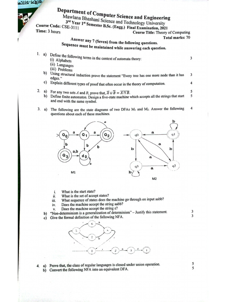 Theory of Computing Question | PDF