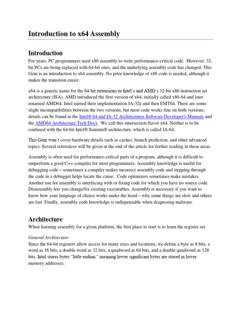 Introduction To x64 Assembly | PDF | Integrated Circuit | Software Engineering