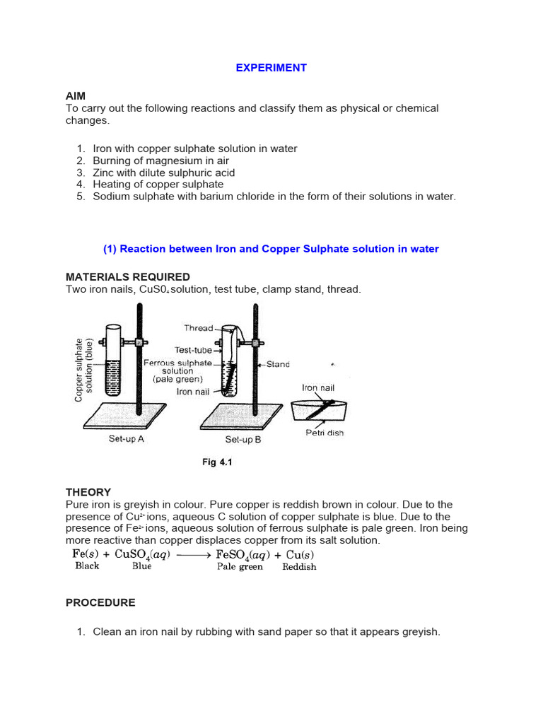 4 EXPERIMENT - 4-Physical and Chemical Changes | PDF | Magnesium ...