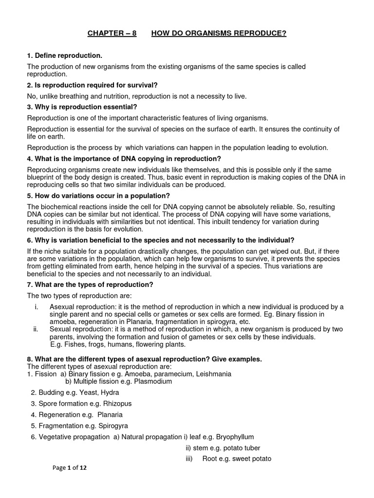 How Do Organisms Reproduce Notes (1) - Edited | PDF | Flowers | Sexual ...
