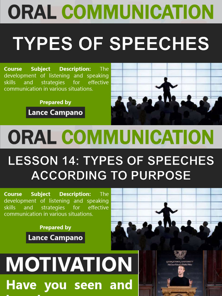 Types of Speeches | PDF | Public Speaking | Communication