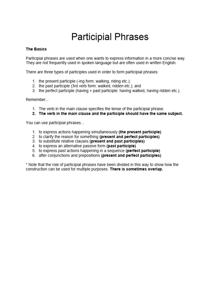 Participial Phrases | PDF | Verb | Linguistic Typology
