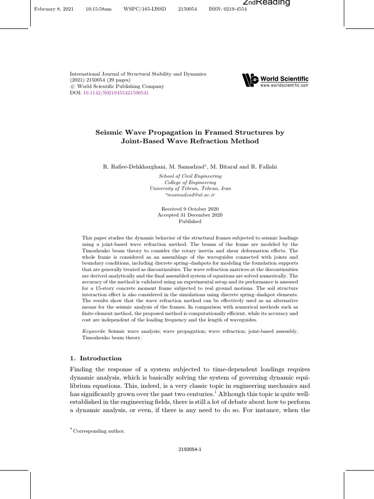 Seismic Wave Propagation In Framed Structures By Joint Based Wave