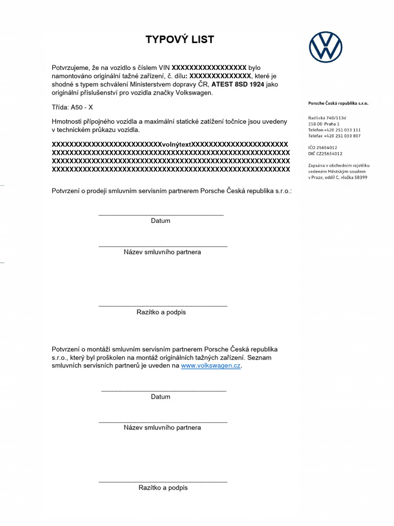 Typovy List VW PKW - Tazne | PDF Typovy List VW PKW - Tazne | PDF