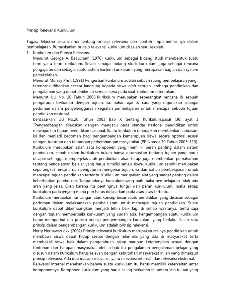 Prinsip Relevansi Kurikulum | PDF
