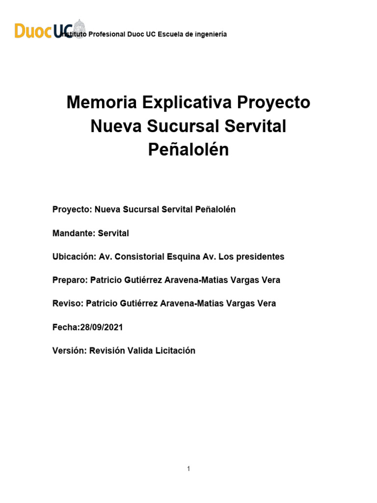 Memoria Explicativa Servital Portafolio | PDF | voltaje | Bienes ...