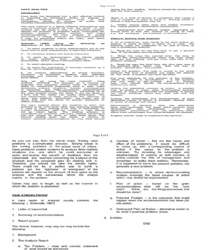 Case Studies - Steps in Analysing and Solving | PDF