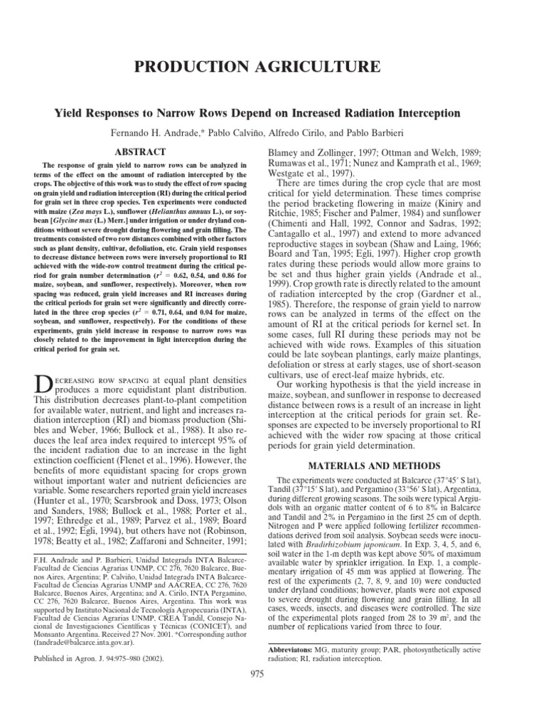 Narrow Row Impact on Crop Yields | PDF | Maize | Soybean