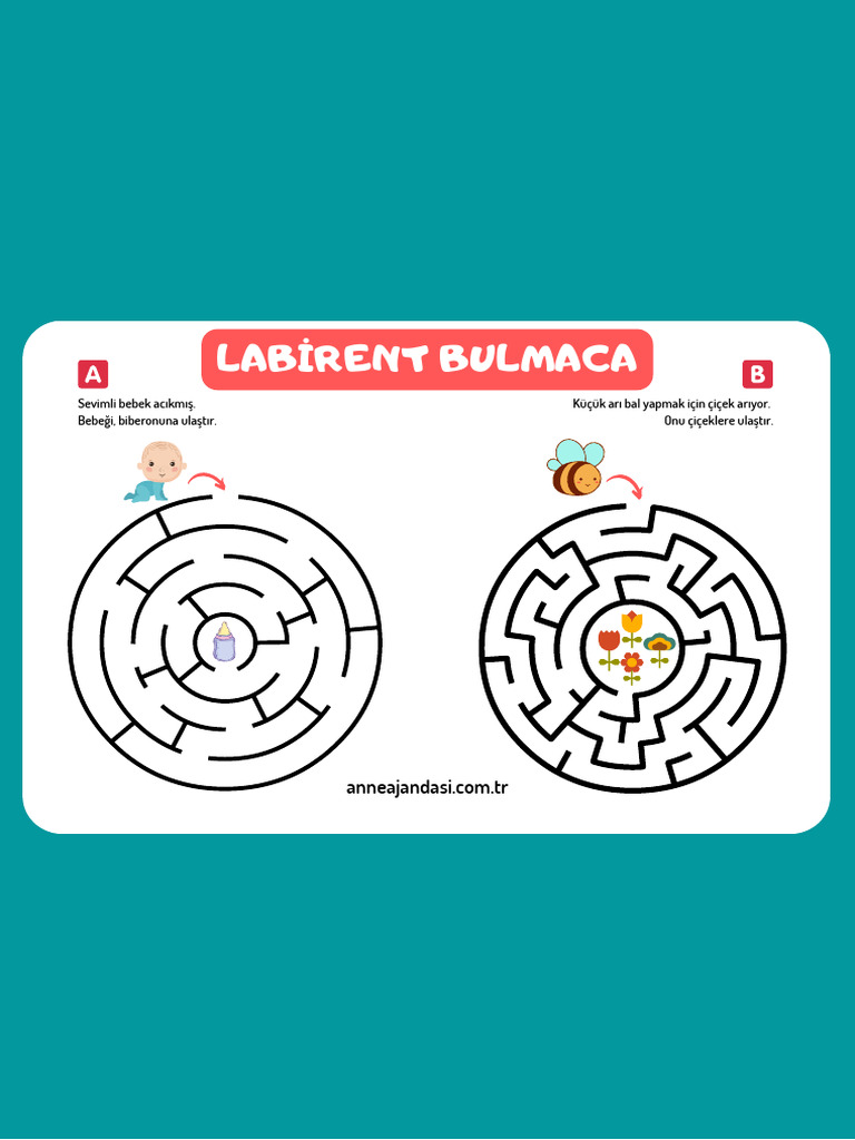 Labirent Bulmacalar Calisma Sayfasi Anneajandasi | PDF