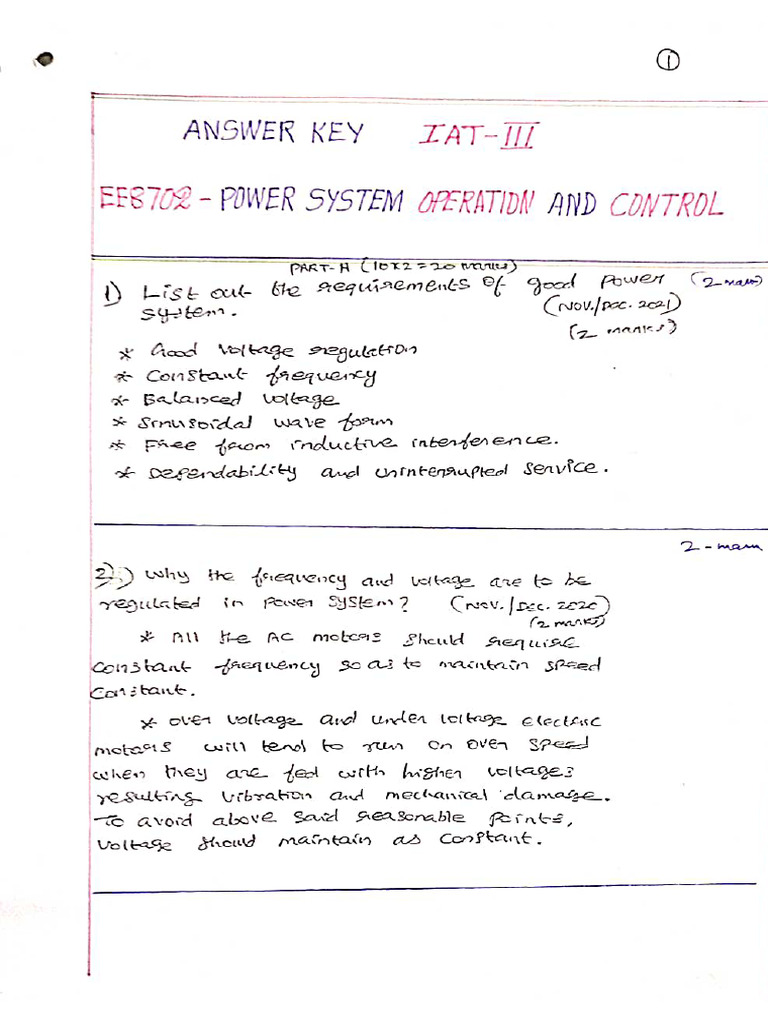 Psoc Answer Key IAT-3 | PDF