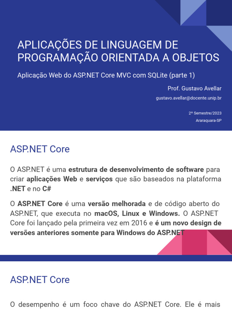 7 Aplicação Web Do Asp Net Core Mvc Com Bd Parte 1 Alpoo Pdf 