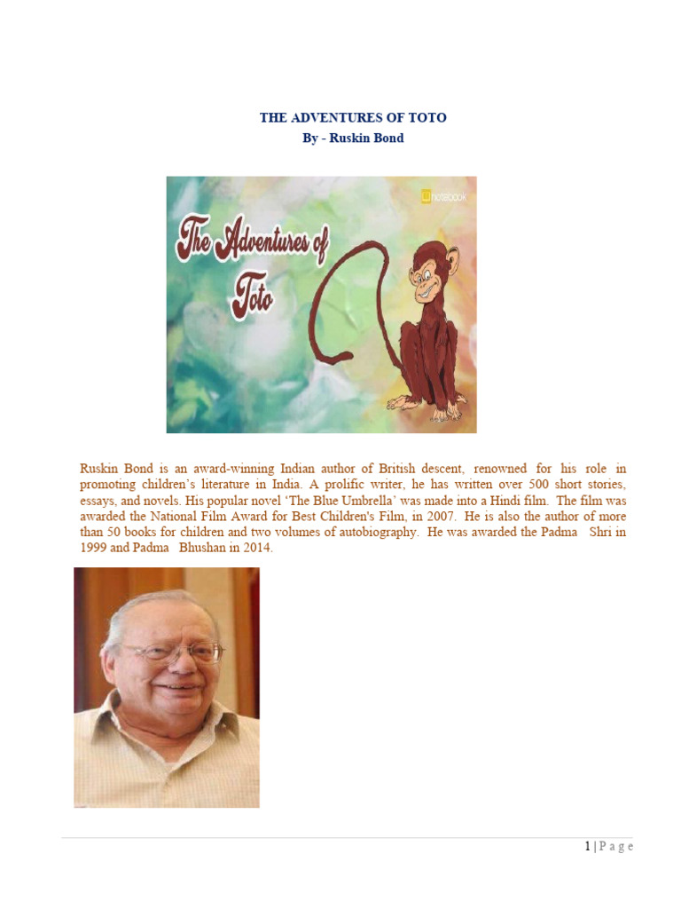 9 English - The Adventures of Toto - Notes | PDF