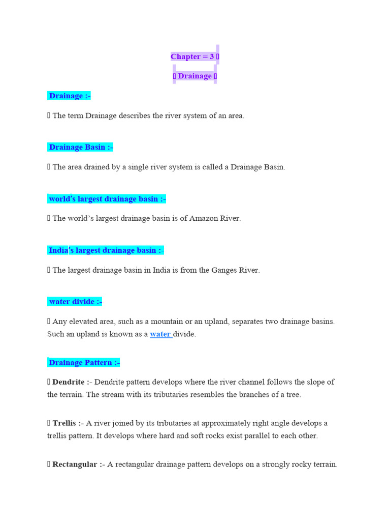Drainage Class 9 Chapter 3 | PDF | Indus River | River