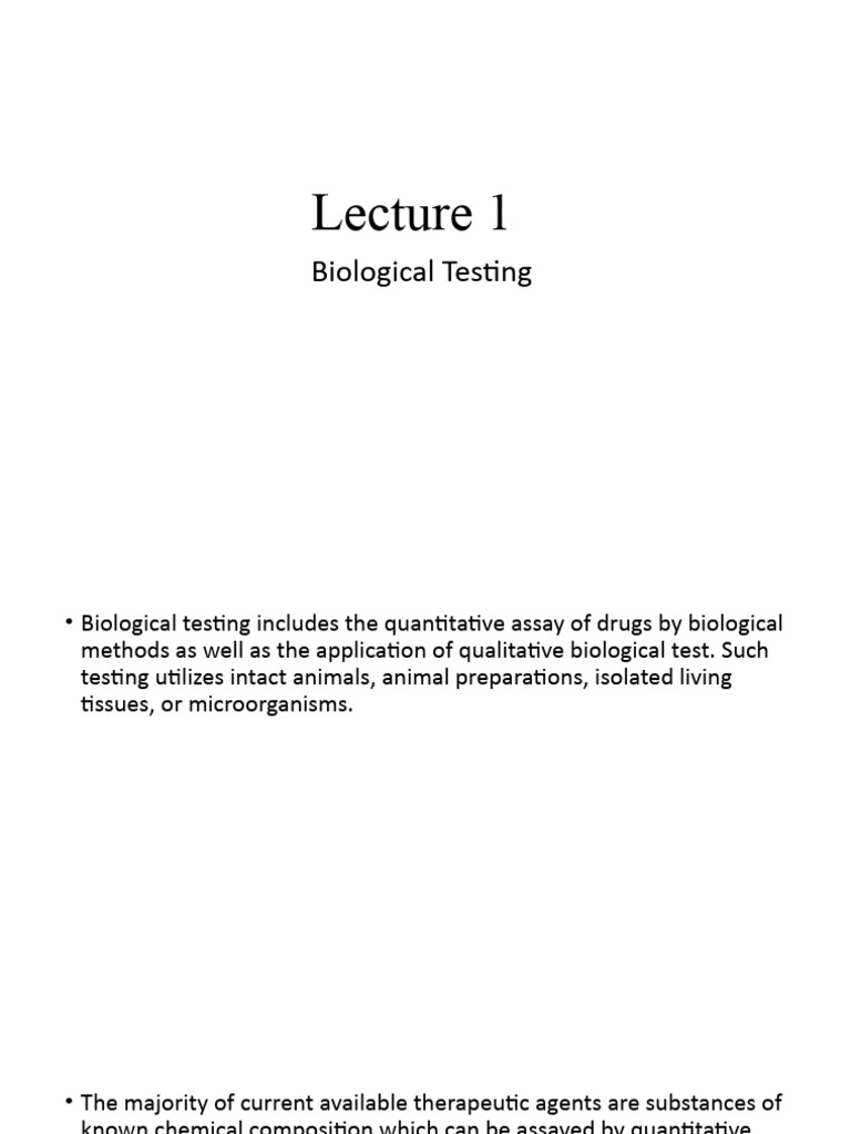 Bio Assay Lect 1 and 2 | PDF | Assay | Chemical Substances
