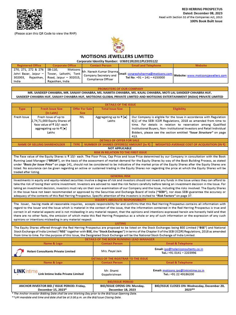 Motisons Ipo RHP | PDF