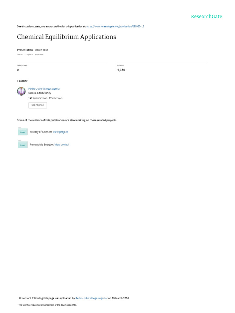 Chemical Equilibrium Applications | PDF | Chemical Equilibrium | Chemistry