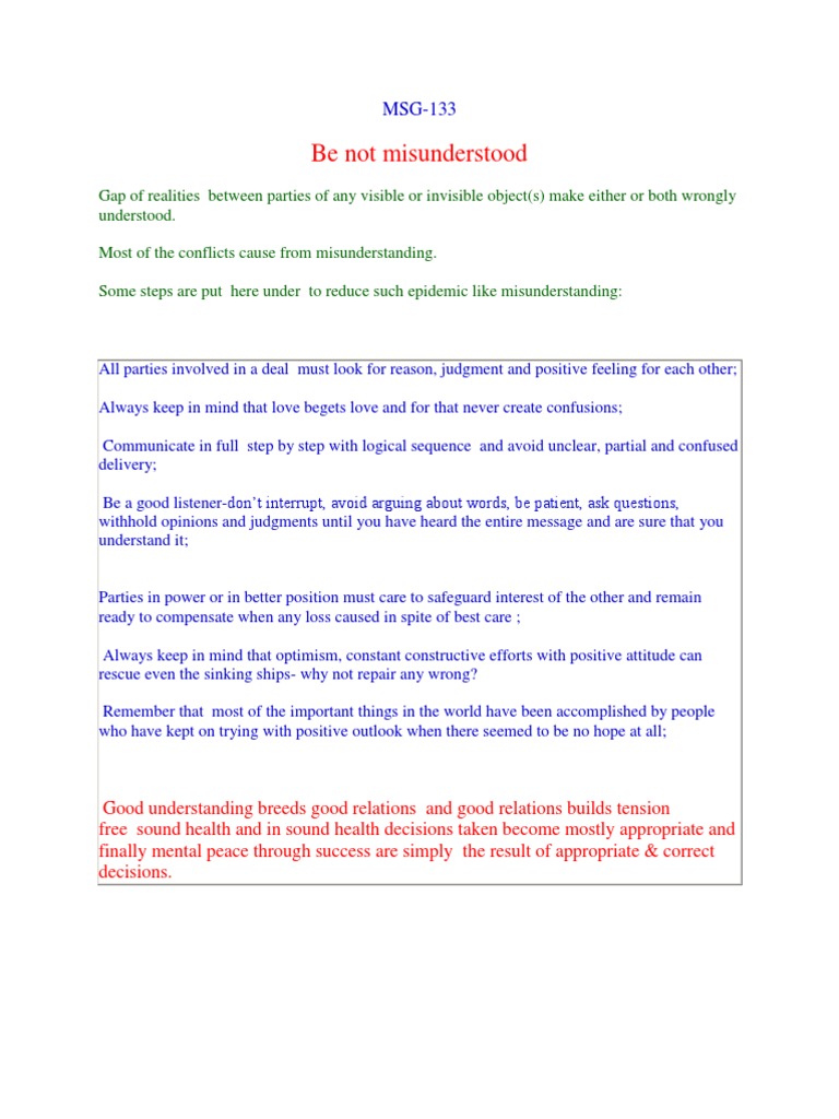 Addressing Misunderstandings in Communication | PDF | Career & Growth