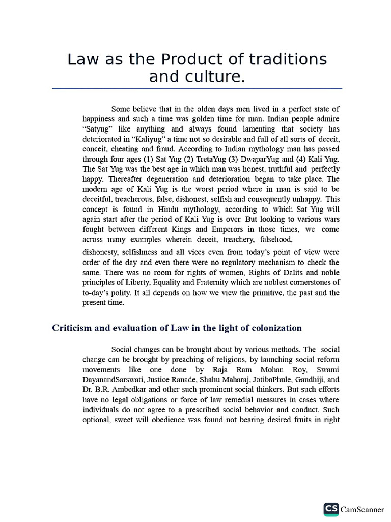 Law As The Product of Traditions & Culture | PDF