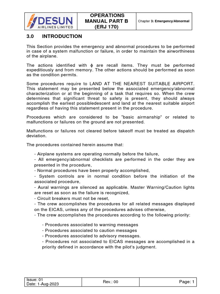 CHPT 3 EMERGENCY ABNORMAL PROCEDURES | PDF | Aircraft Flight Control System | Flap (Aeronautics)