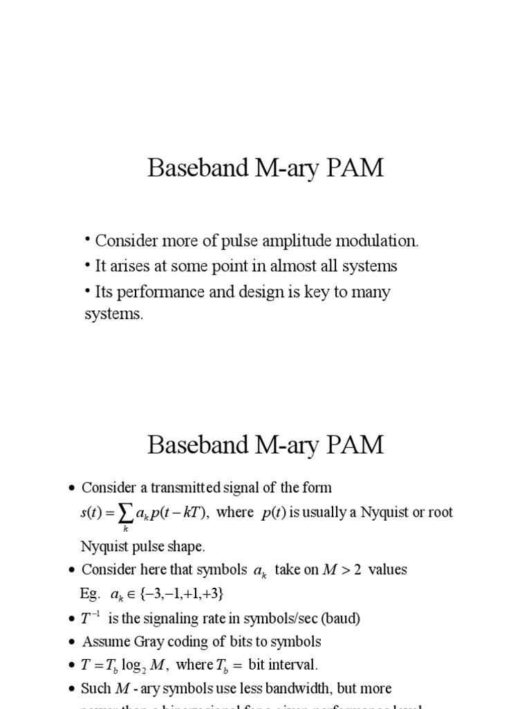 Baseband M-Ary PAM | PDF | Digital Subscriber Line | Modulation