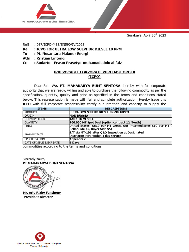 ICPO for Ultra Low Sulfur Diesel | PDF