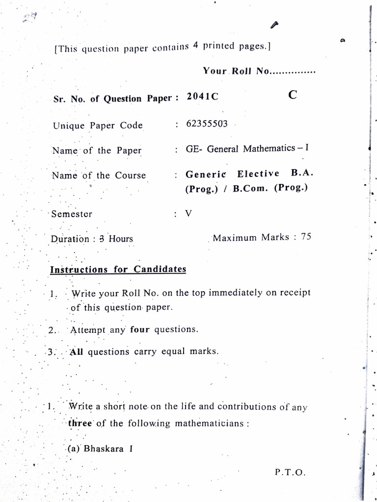 General Mathematics 1 (PYQ-2022) | PDF