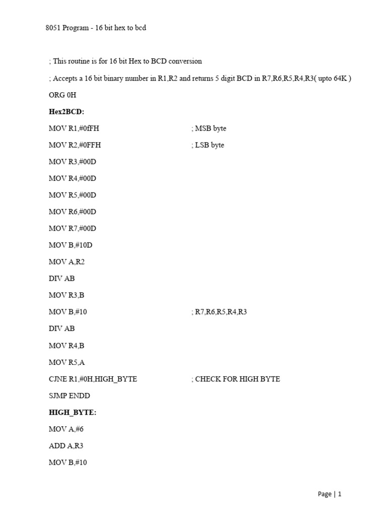 8051 Program 16 BIT | PDF