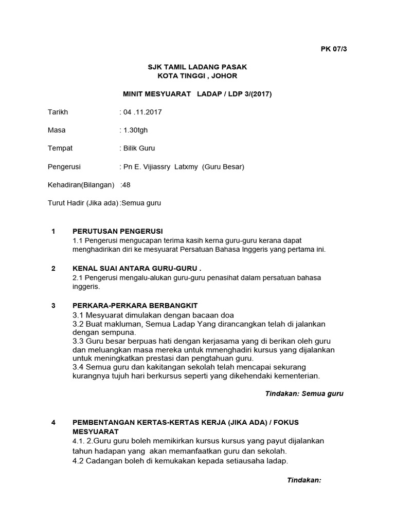 Contoh Minit-Mesyuarat-Ldp-3 | PDF