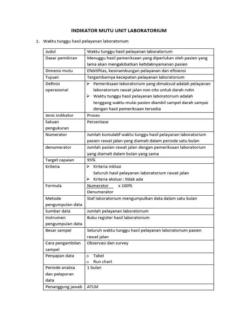 Indikator Mutu Lab | PDF