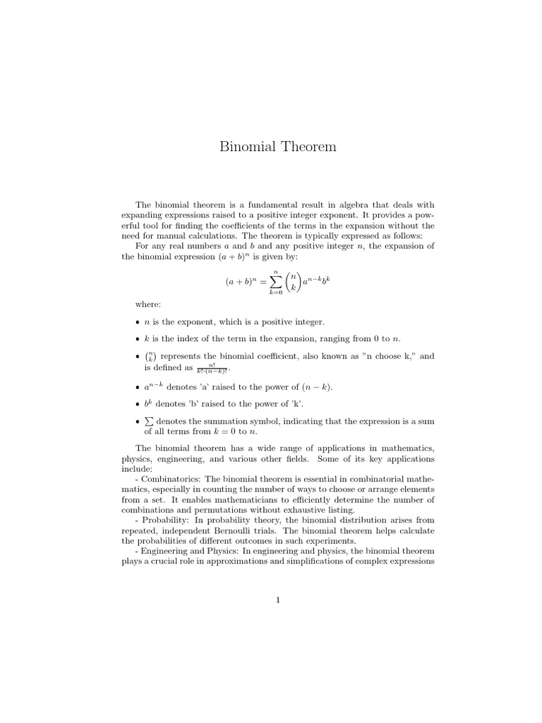 Binomial Theorem | PDF