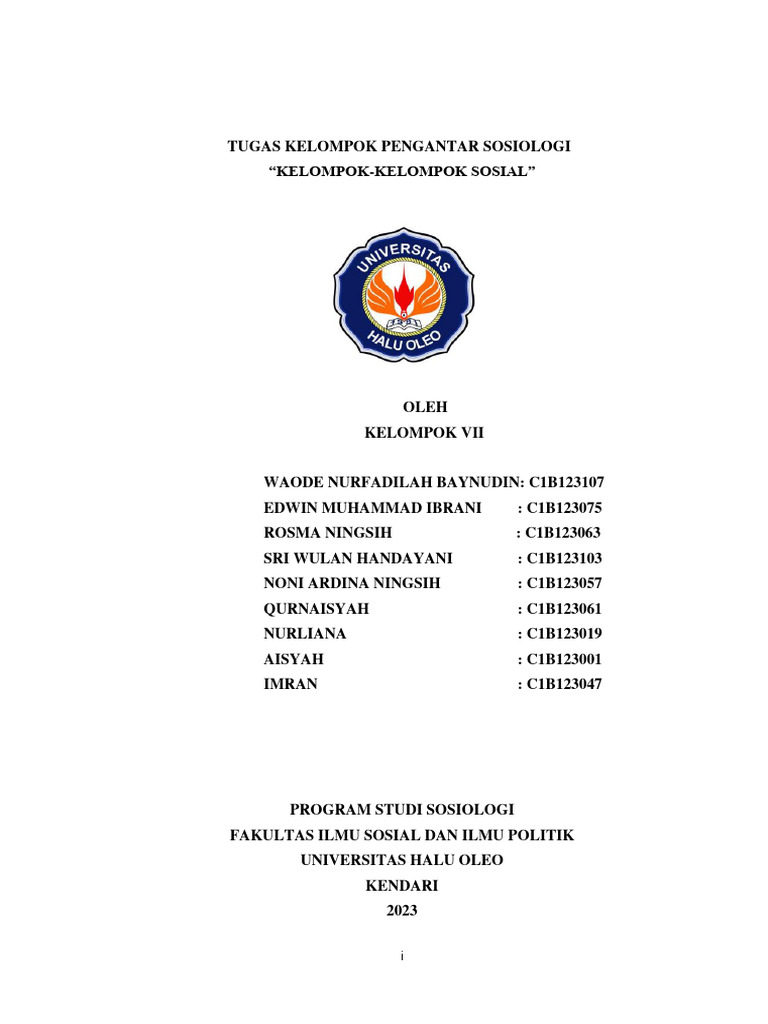 Tugas - Kelompok - Vii - Pengantar - Sosiologi A | PDF | Karier & Perkembangan | Ilmu Sosial