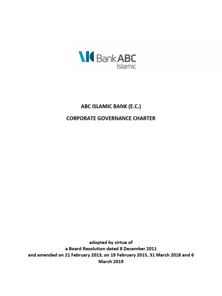 ABC Islamic Corporate Governance Charter | PDF | Audit Committee ...