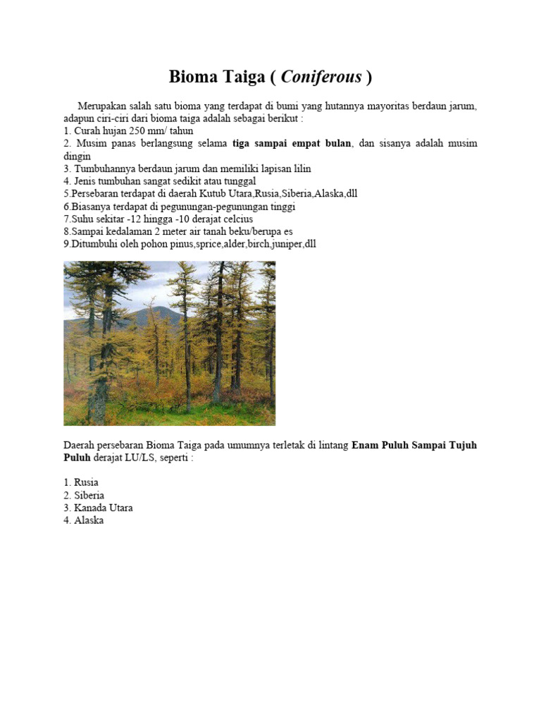 Bioma Hutan Taiga | PDF