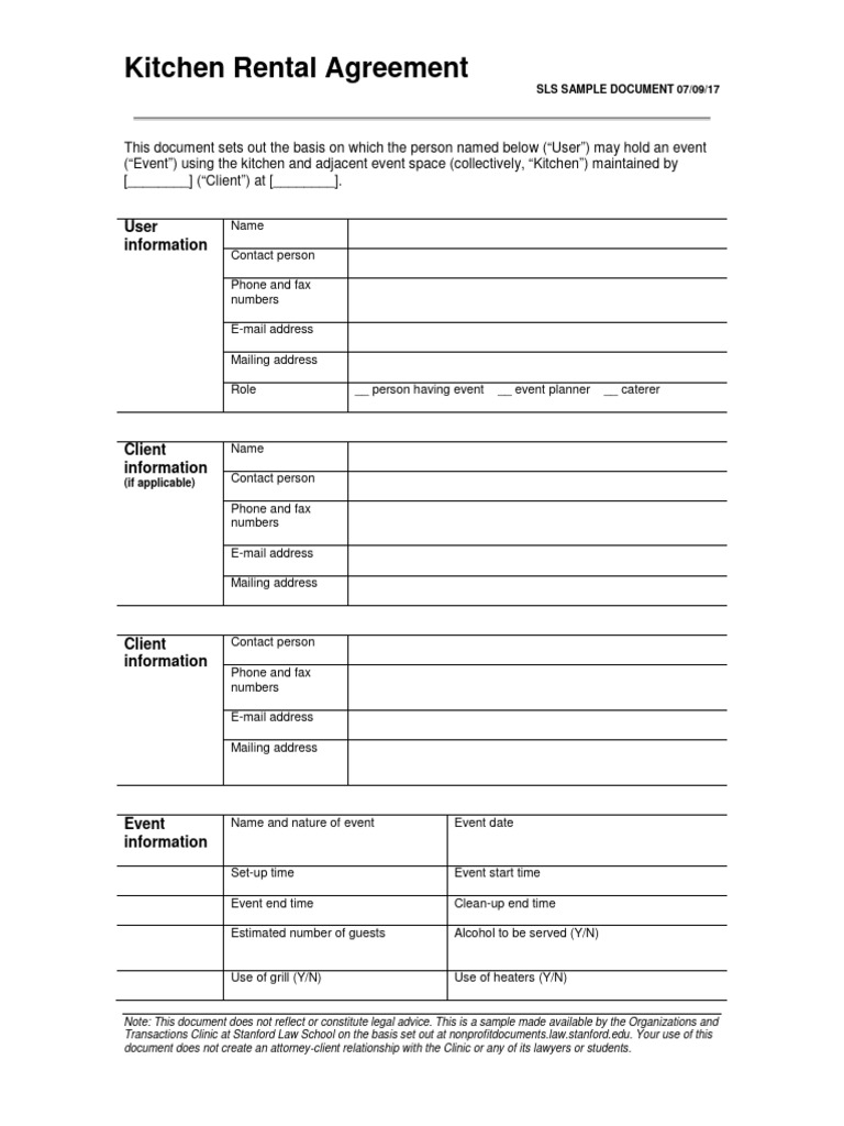 Kitchen Rental Agreement Template | PDF | Business | Finance & Money ...