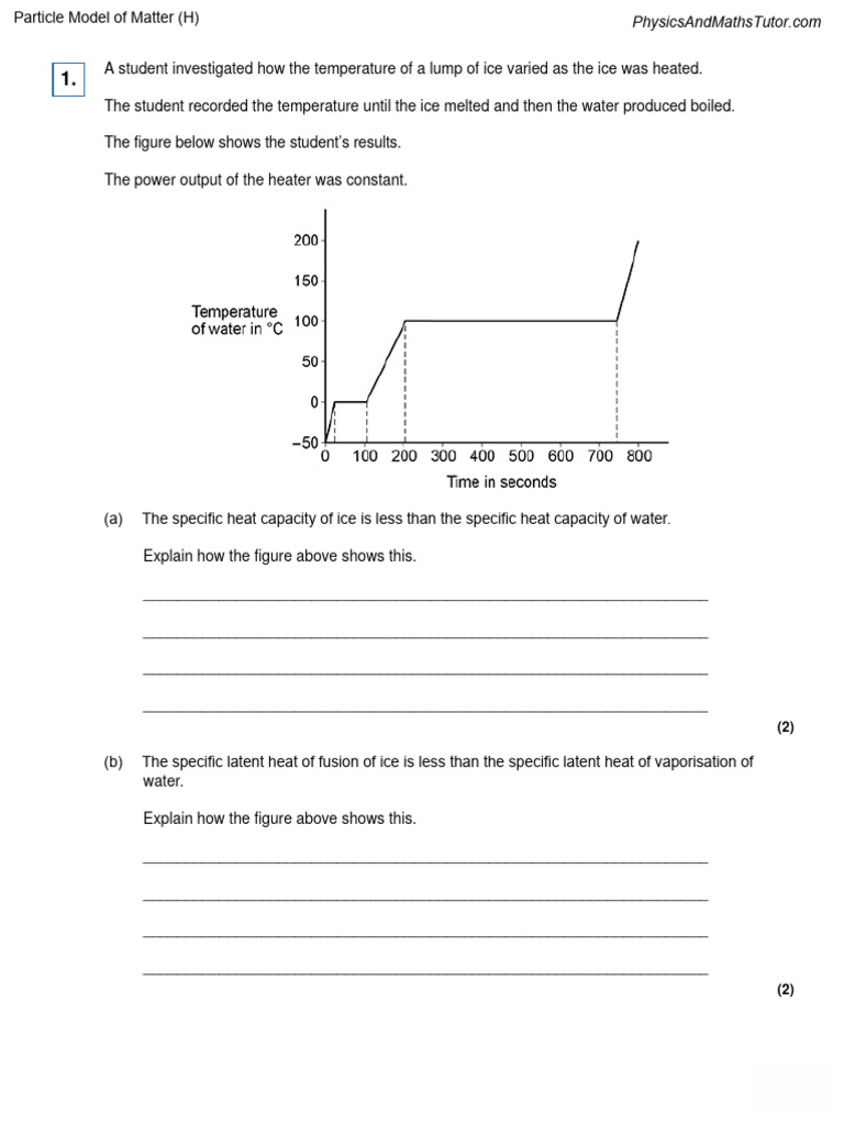Particle Model of Matter (H) QP | PDF | Gases | Pressure