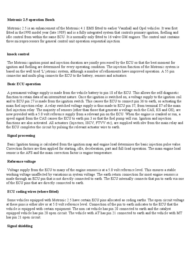Motronic 2.5 Operation Bosch | PDF | Fuel Injection | Ignition System